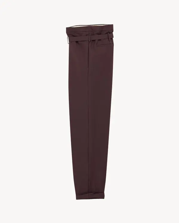 Saint Laurent Belted Paper-bag Wool & Mohair Trousers