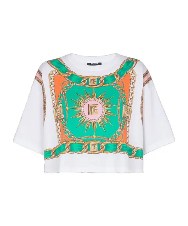 Balmain Printed Cropped T-shirt - Multicolor