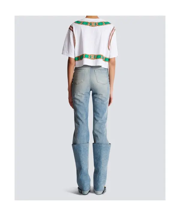 Balmain Printed Cropped T-shirt - Multicolor