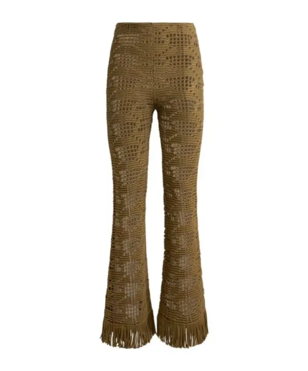 Etro Knitted Trousers With Tassels - Camel