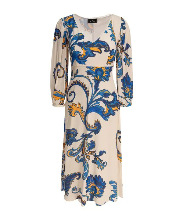 Etro Paisley Printed V-neck Midi Dress