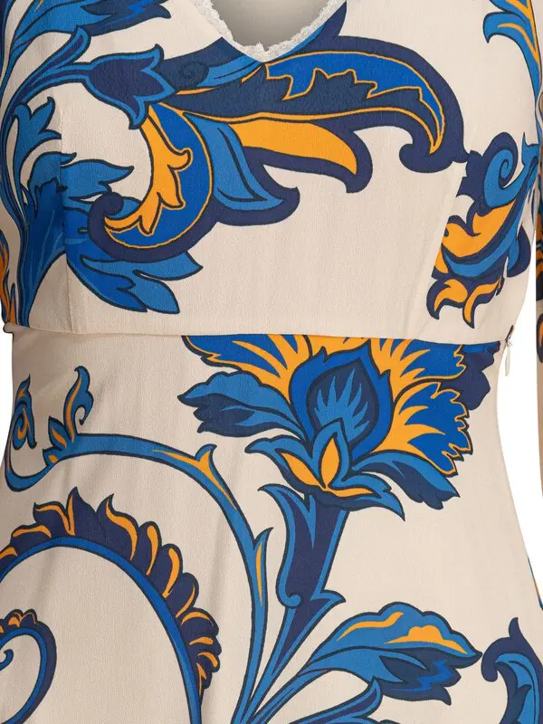Etro Paisley Printed V-neck Midi Dress