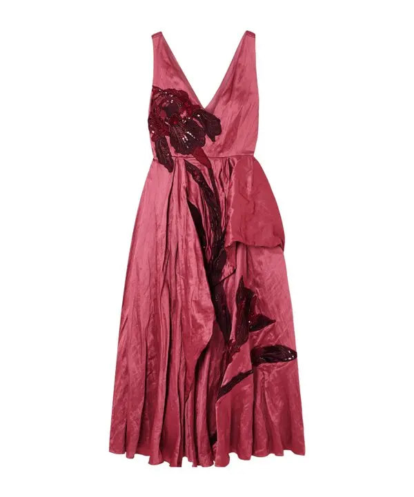 Erdem Appliqué Ruffle Dress