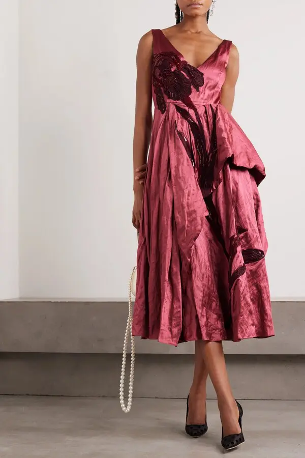 Erdem Appliqué Ruffle Dress