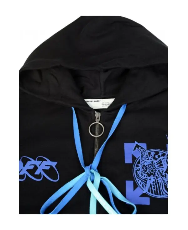 Off-White Printed Casual Zip-up Hooded Jacket