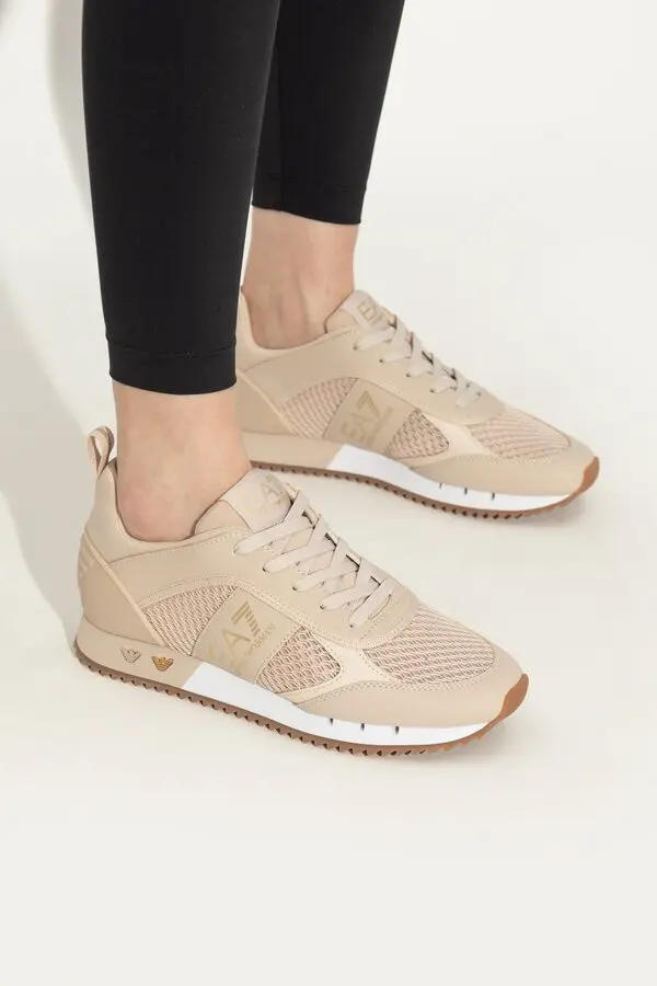 EA7 Lace-up Mesh Panel Sneakers - Beige