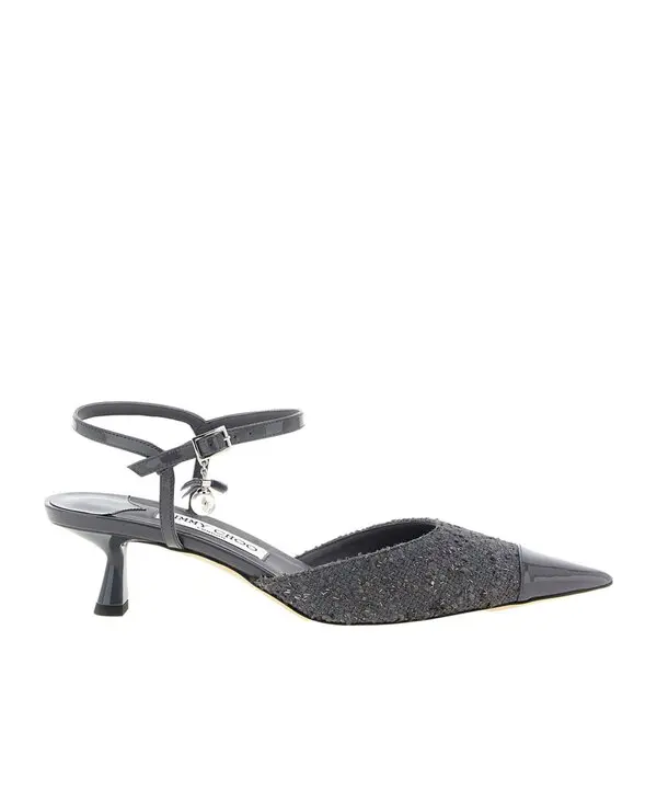 JIMMY CHOO Aren Slingback Pumps With Pearl Pendant - Gray