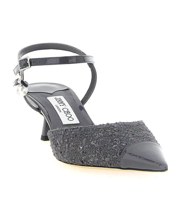 JIMMY CHOO Aren Slingback Pumps With Pearl Pendant - Gray
