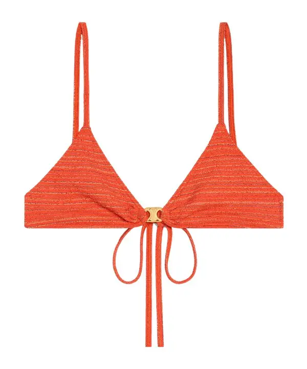 Celine Triomphe Triangle Top In Striped Jersey - Red