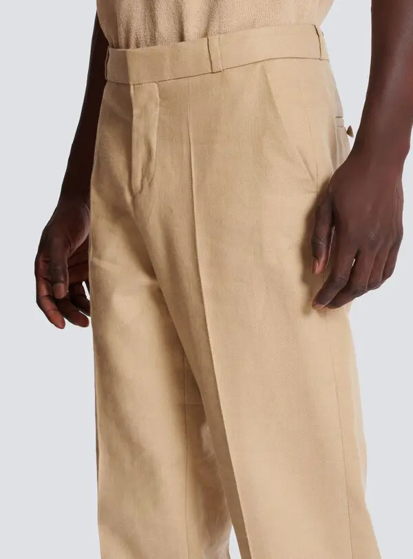Balmain Creased Tailored Trousers - Beige