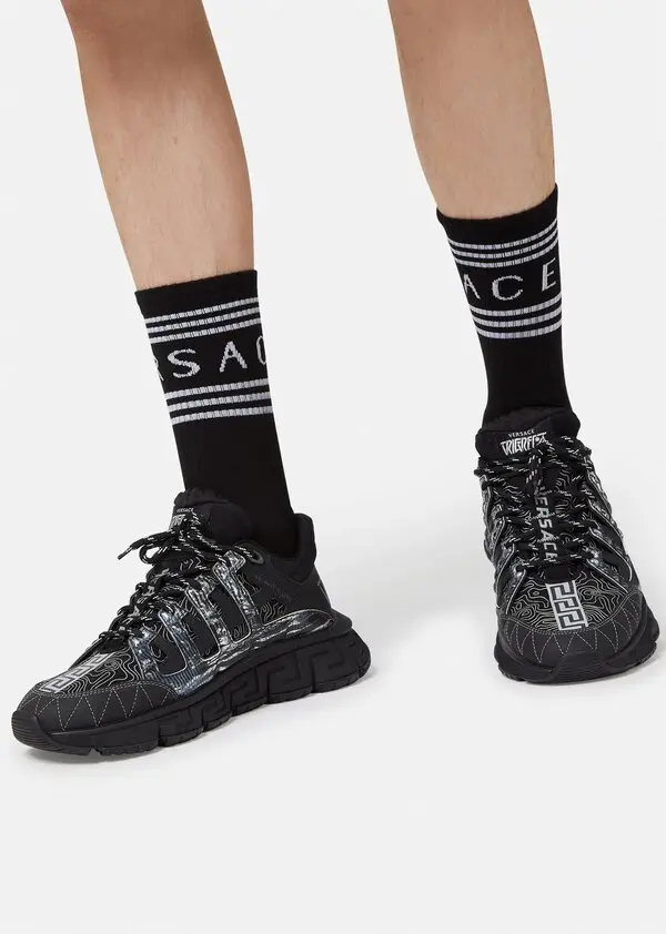 Versace Trigreca Lace-up Sneakers - Black