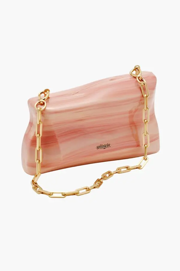 Cult Gaia Malaya Logo Lettering Clutch Bag - Nude