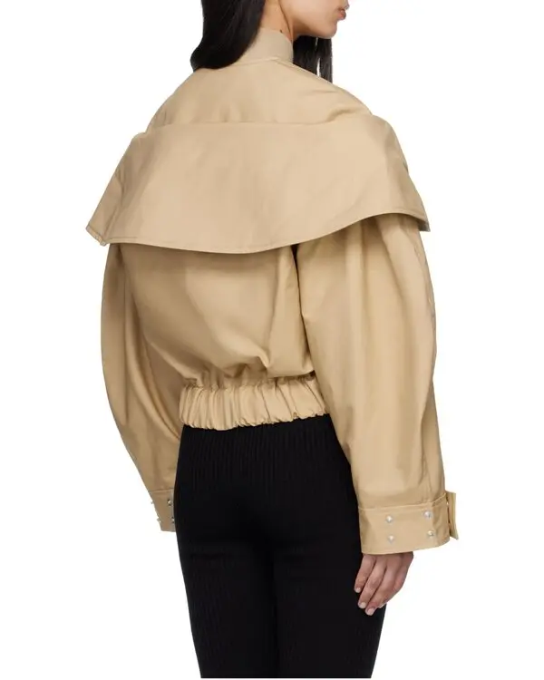 GANNI Layered Cotton Bomber Jacket - Beige