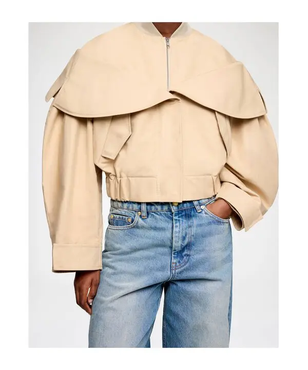 GANNI Layered Cotton Bomber Jacket - Beige