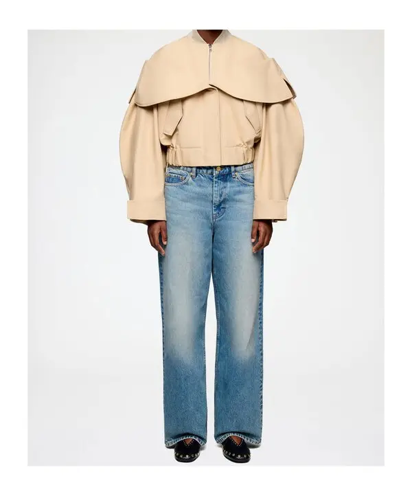 GANNI Layered Cotton Bomber Jacket - Beige
