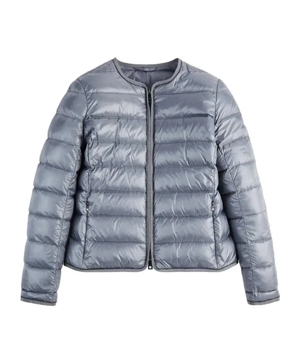 FAY Zip-up Quilted Jacket With Grosgrain Trim - Blue