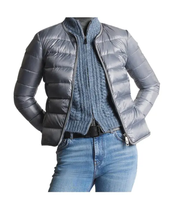 FAY Zip-up Quilted Jacket With Grosgrain Trim - Blue