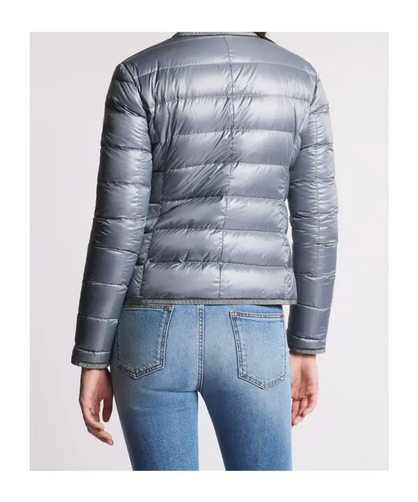 FAY Zip-up Quilted Jacket With Grosgrain Trim - Blue