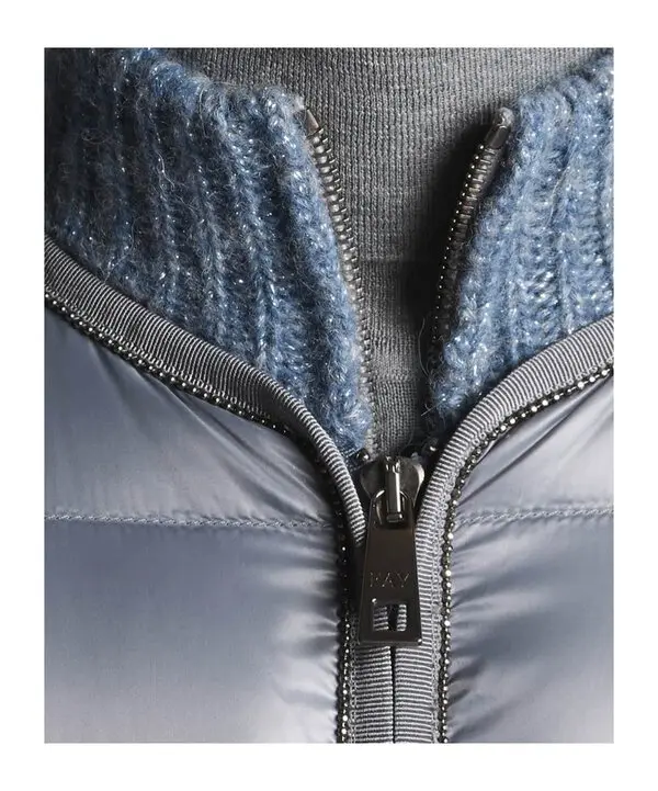 FAY Zip-up Quilted Jacket With Grosgrain Trim - Blue