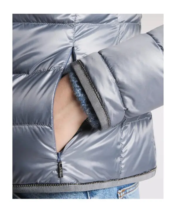 FAY Zip-up Quilted Jacket With Grosgrain Trim - Blue