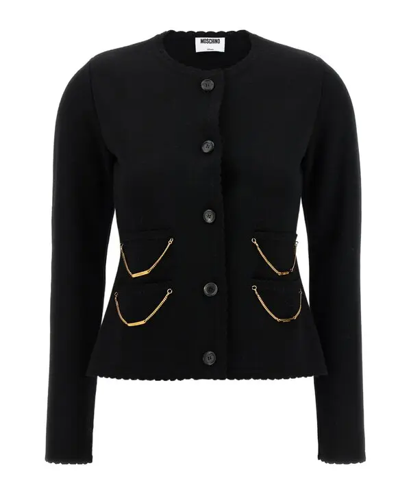 Moschino Chain Detail Merino Wool Cardigan