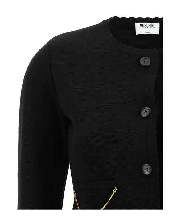 Moschino Chain Detail Merino Wool Cardigan