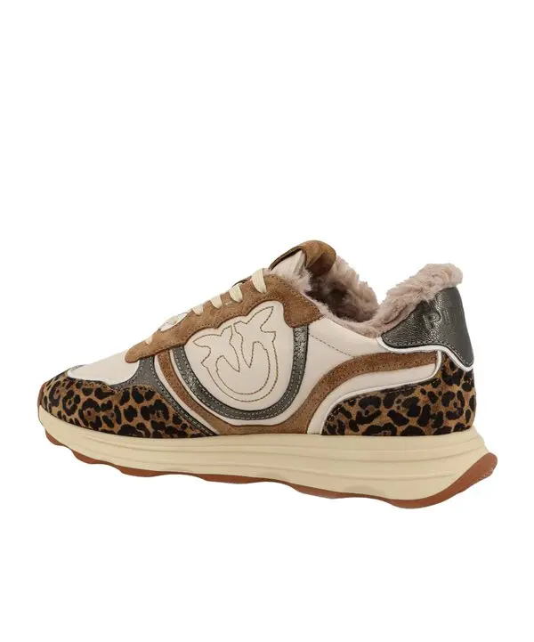 Pinko Zoe Leopard Print Lace-up Sneakers