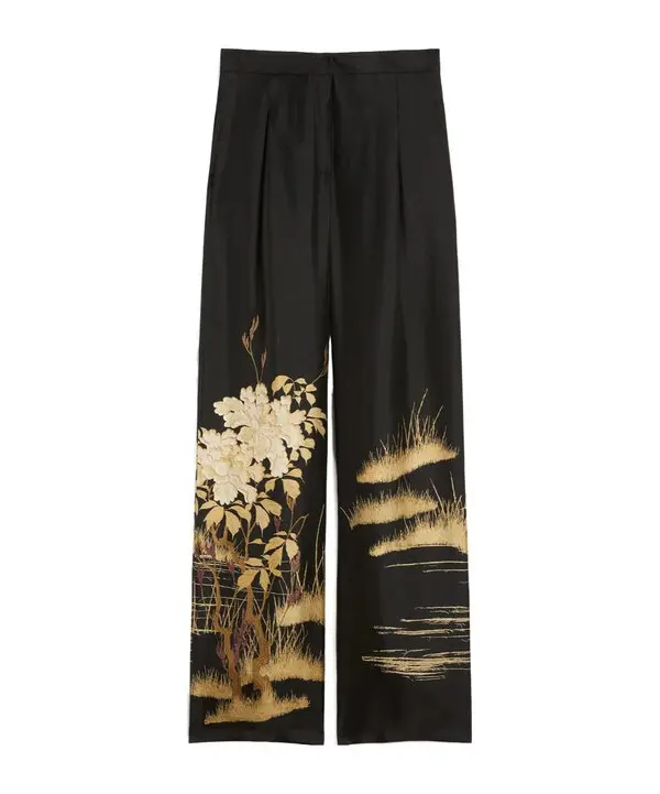 Max Mara Floral-print Palazzo Pants - Black
