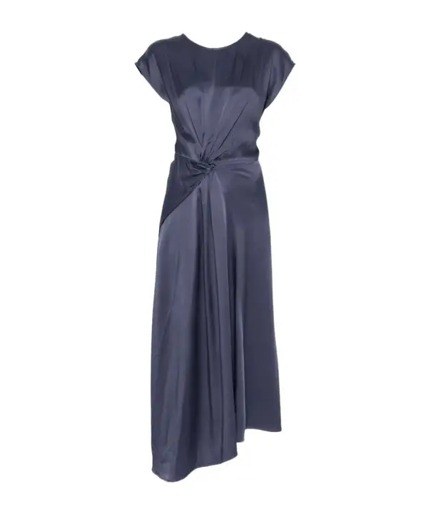 Victoria Beckham Crewneck Knotted Asymmetrical Hem Dress