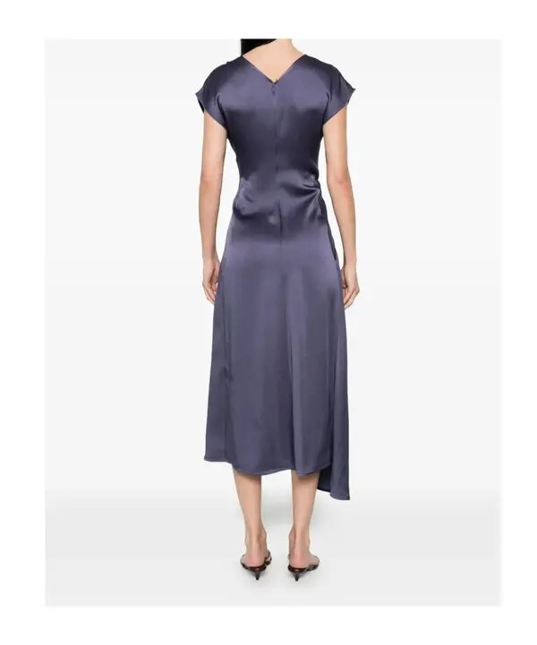 Victoria Beckham Crewneck Knotted Asymmetrical Hem Dress