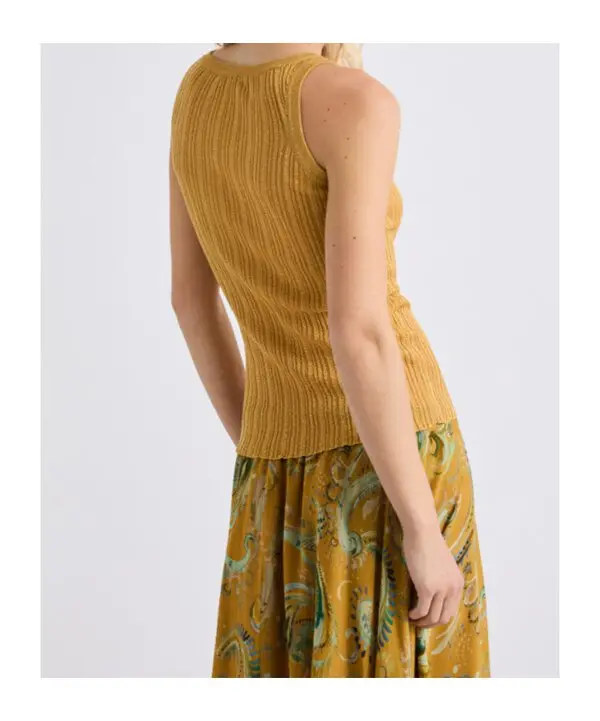 Marella Sleeveless Lurex Knit Top - Saffron