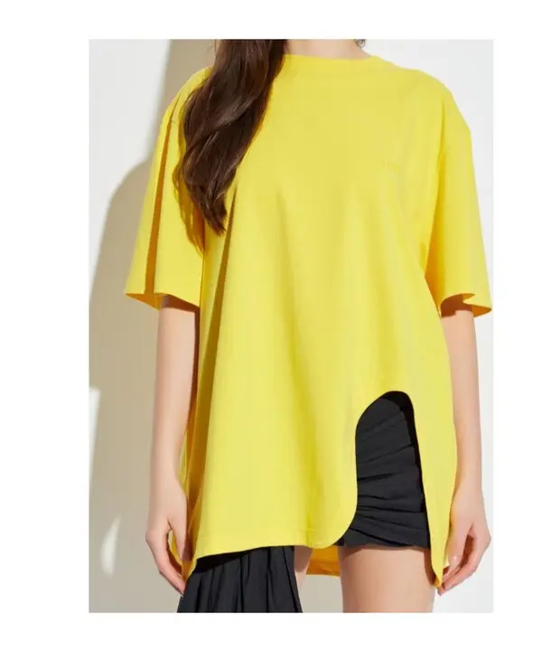 Attico Logo Embroidered Oversized Jersey T-shirt - Yellow