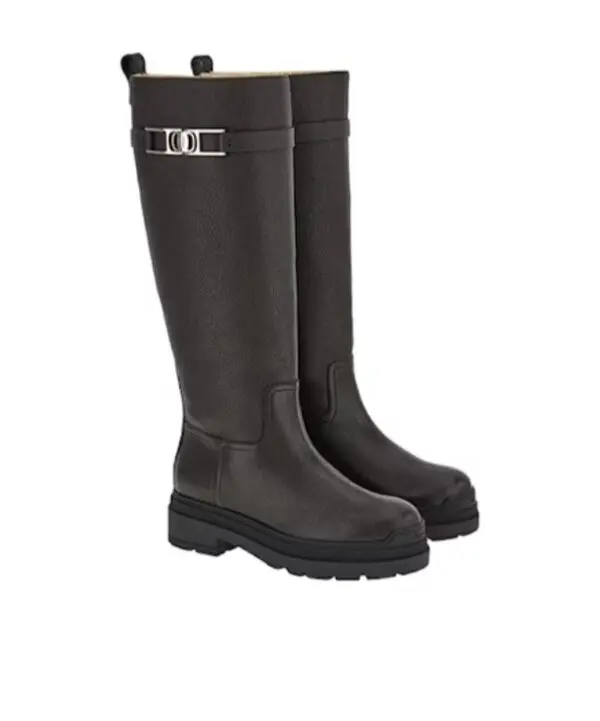 FERRAGAMO Knee-high Boots With Vara Chain Detail
