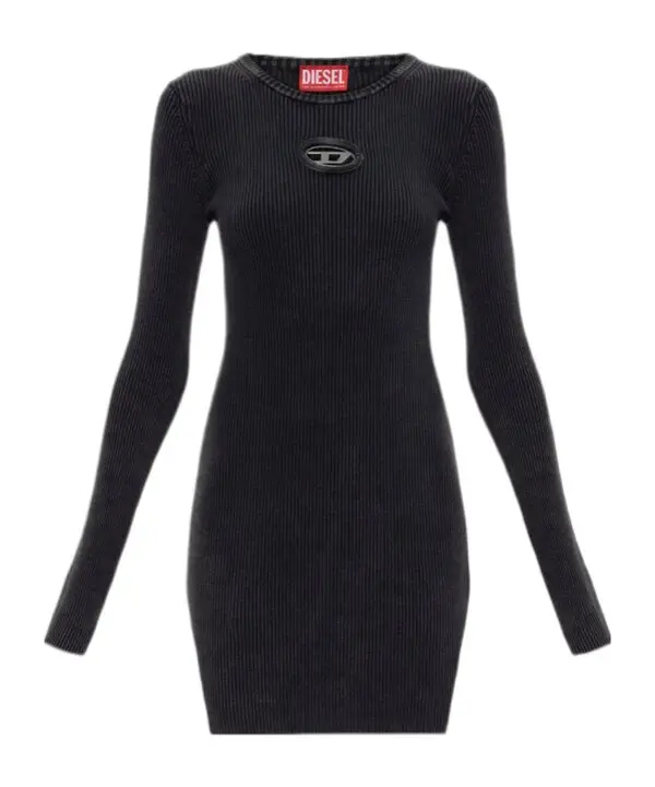 DIESEL® Ribbed Mini Dress With Cut-out Detail - Black