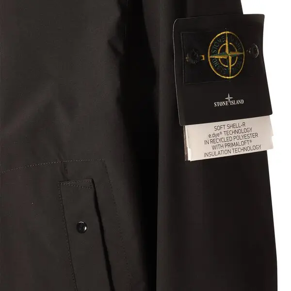 Stone Island Logo Patch Zip-up Hooded Jacket - Black
