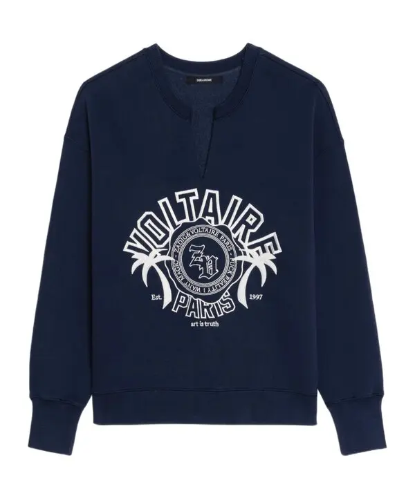 Zadig&Voltaire Graphic-embroidery T-neck Sweatshirt - Dark Blue