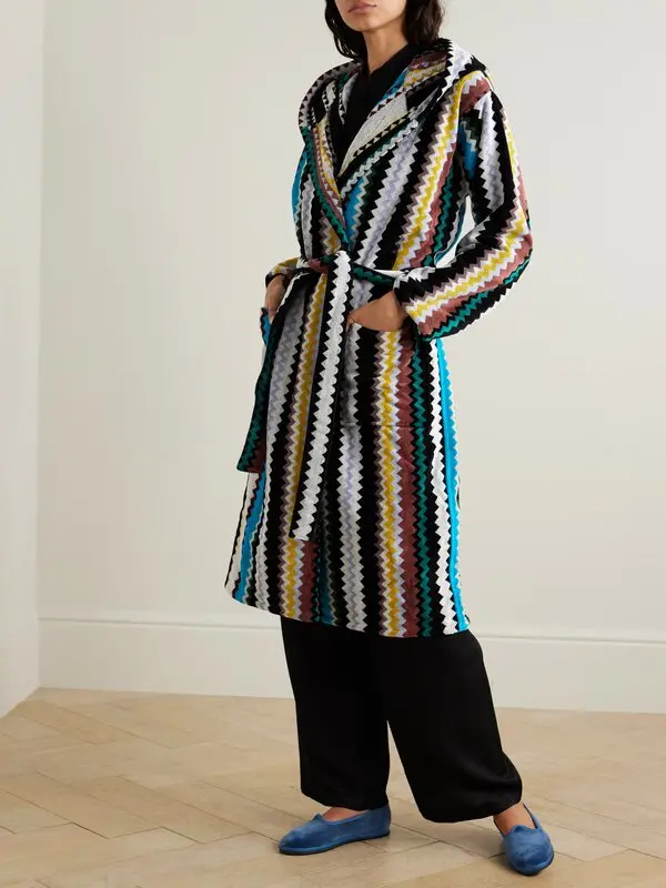 Missoni Curt Hooded Striped Bathrobe