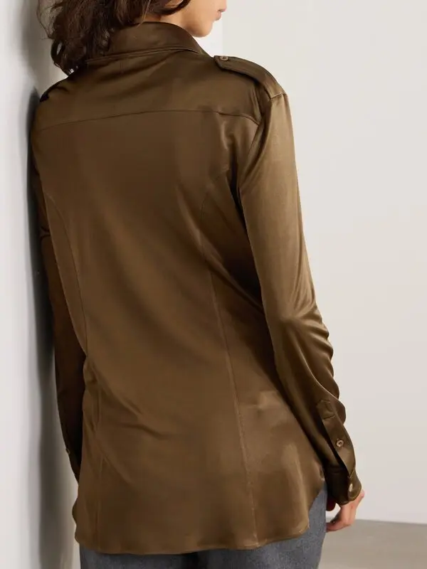 TOM FORD Metallic Satin Shirt - Brown