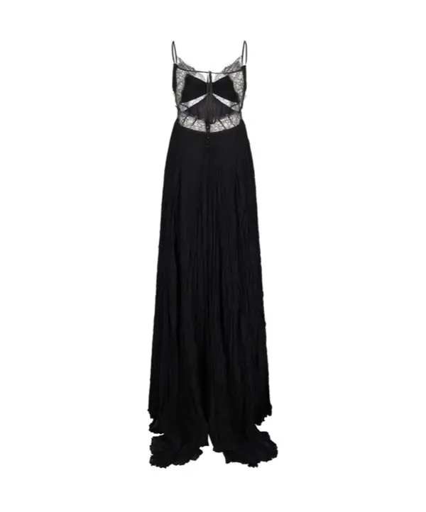 Blumarine Lace Pleated Maxi Dress