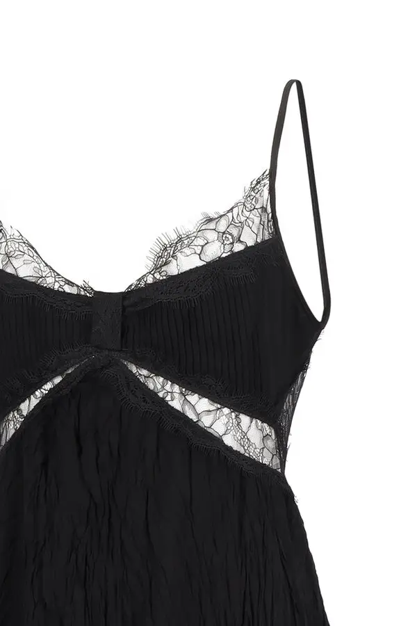 Blumarine Lace Pleated Maxi Dress