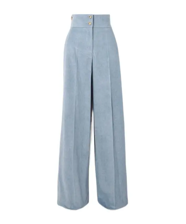 Altuzarra Cotton Twill Wide-leg Pants With Gold-tone Buttons