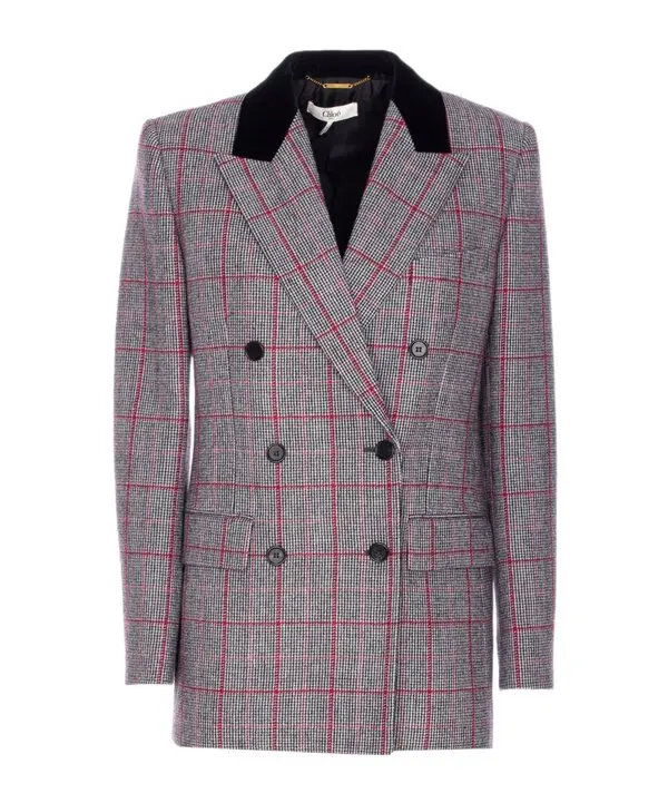 Chloé Tartan Motif Double-breasted Blazer