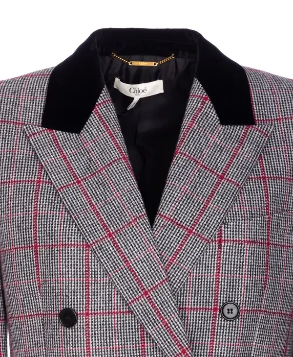 Chloé Tartan Motif Double-breasted Blazer