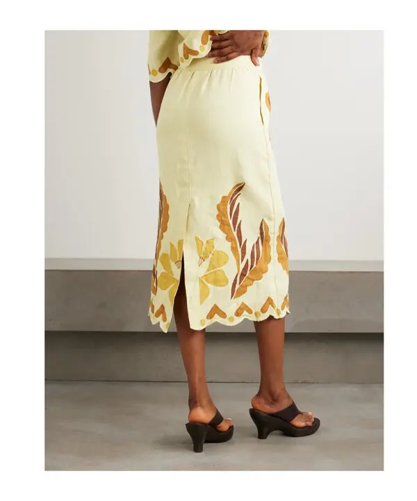 Farm Rio Floral Palm-tree Midi Skirt