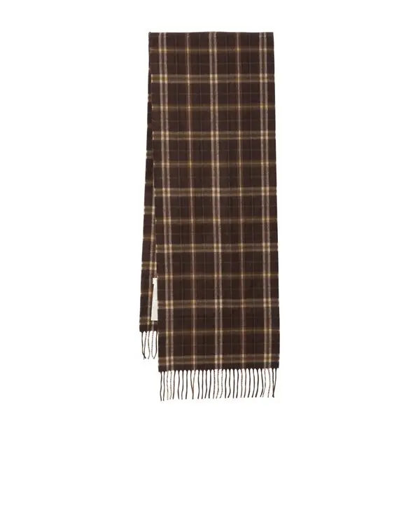 Celine Scarf In Tartan Cashmere - Brown