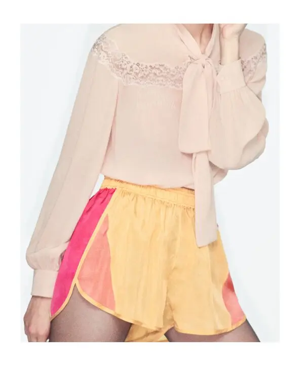 Saint Laurent Color-blocked Logo Embroidered Shorts