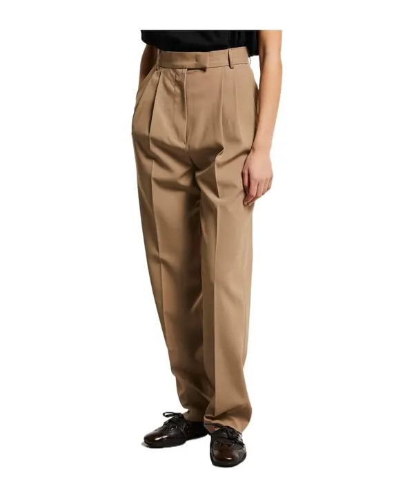 THE FRANKIE SHOP High-rise Pleated Trousers - Latte
