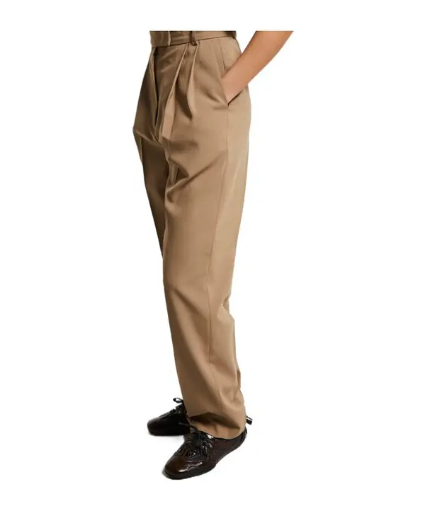 THE FRANKIE SHOP High-rise Pleated Trousers - Latte
