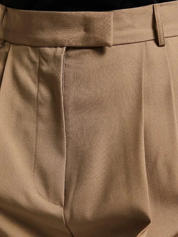 THE FRANKIE SHOP High-rise Pleated Trousers - Latte