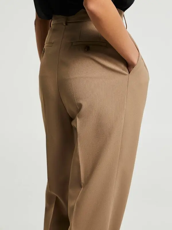 THE FRANKIE SHOP High-rise Pleated Trousers - Latte